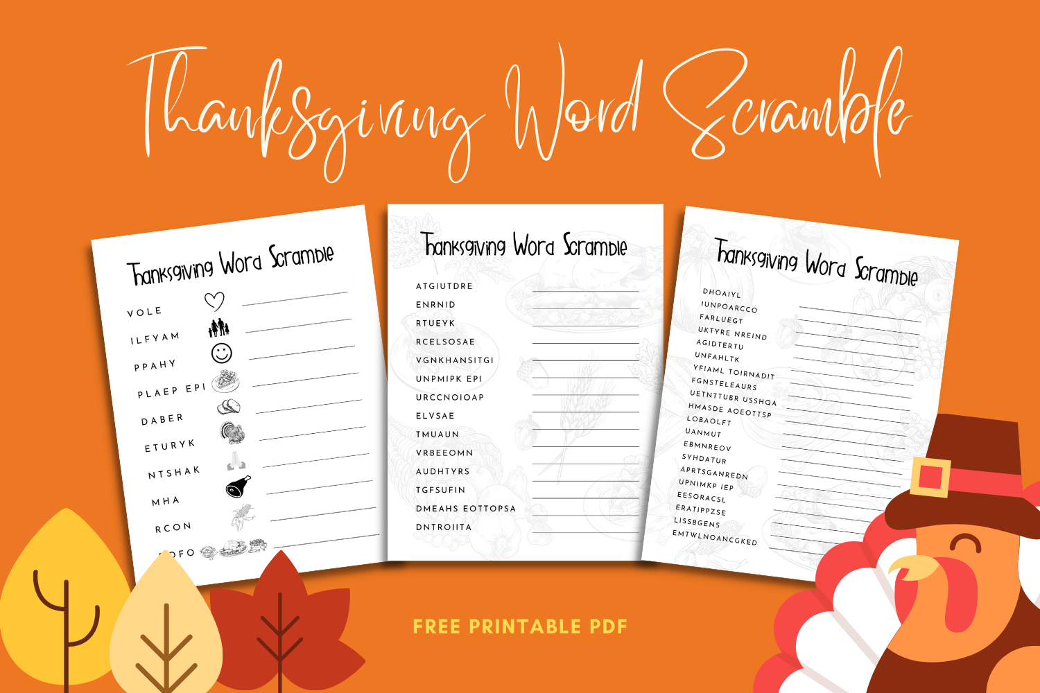 Thanksgiving Word Scramble Printable